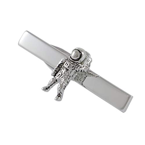 MENDEPOT Antique Silver Tone Astronaut Tie Clip Space Pilot Tie Clip With Box