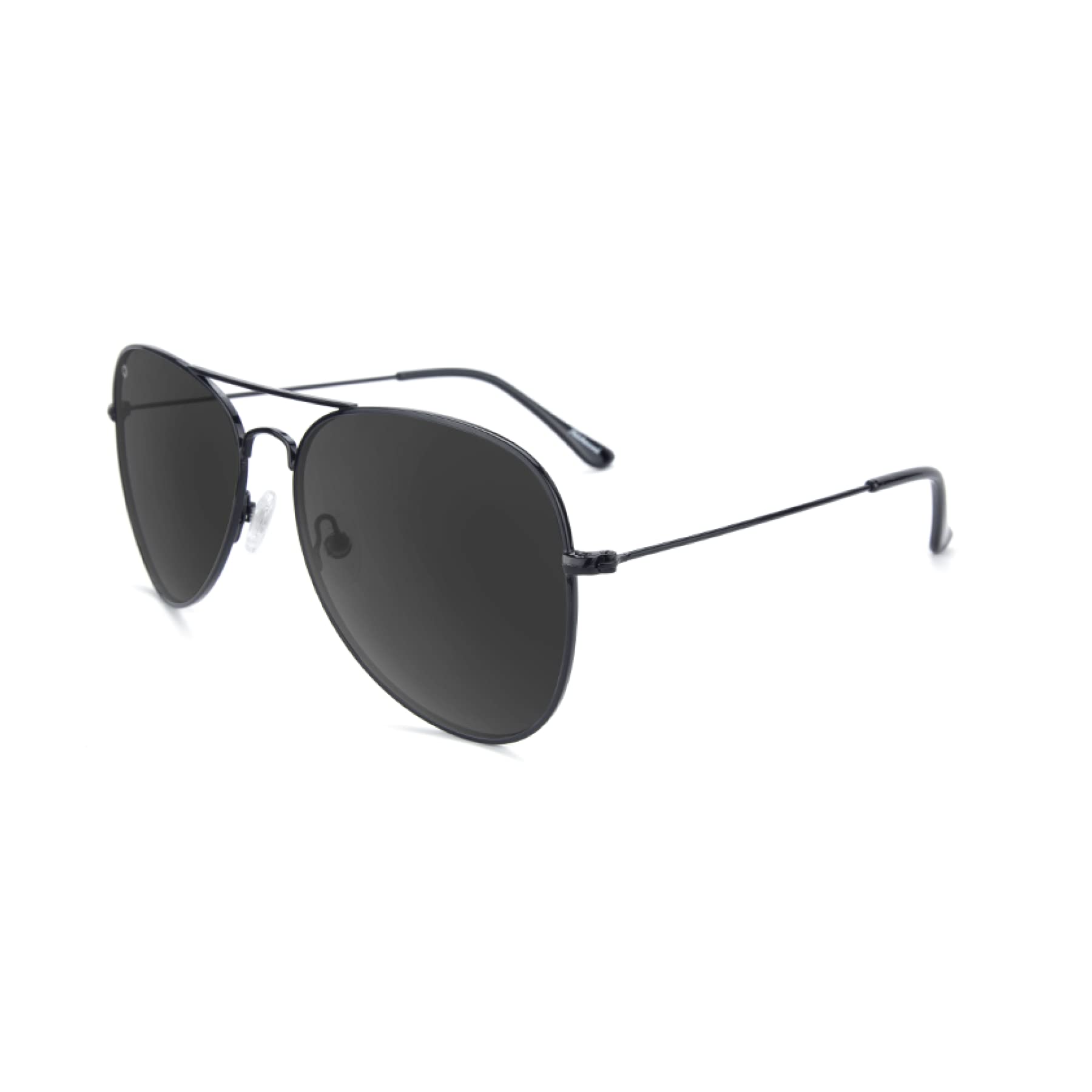 Knockaround Mile Highs Polarized Sunglasses - Aviator Sunglasses with Full UV400 Protection & Impact Resistant Lenses, Black Metal Frames/Black Lenses