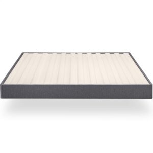 zinus upholstered metal and wood box spring, 7.5 inch mattress foundation, easy assembly, fabric paneled design, king