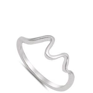 Thin Swirl Wave Ocean Tide Promise Ring New .925 Sterling Silver Band Size 6