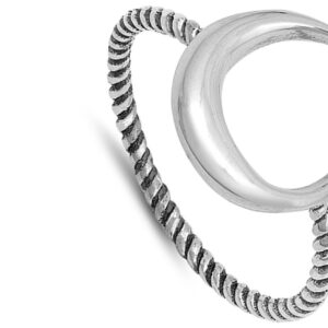 Crescent Moon Ring New .925 Sterling Silver Oxidized Rope Twist Band Size 8