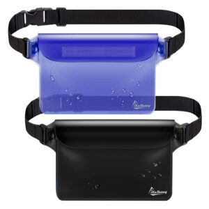 waterproof pouch waterproof waist pouch 2-pack waterproof fanny pack beach accessories safe & dry for boating swimming fishing kayaking snorkeling beach keep your phone and valuables dry