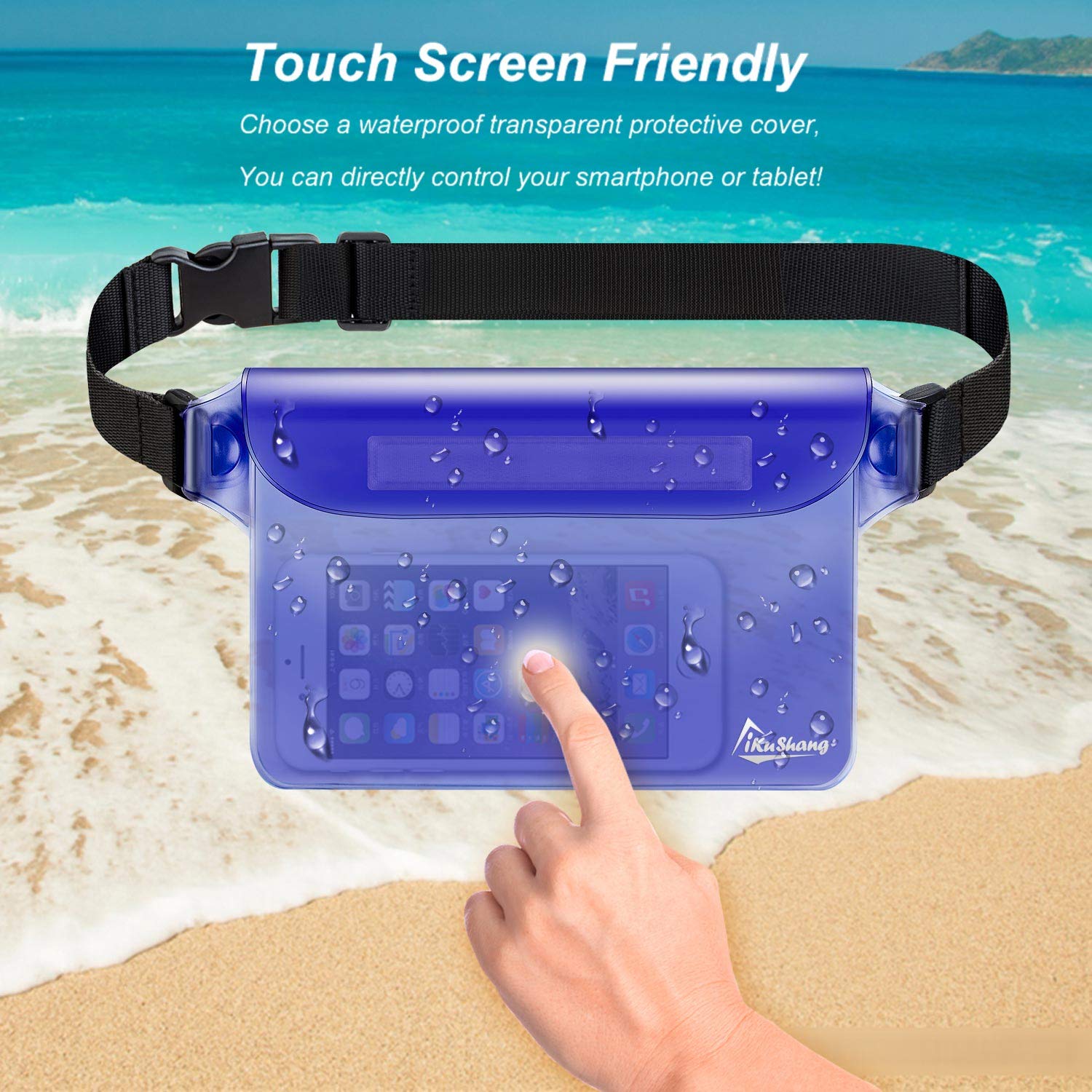 Waterproof pouch Waterproof Waist Pouch 2-Pack Waterproof Fanny Pack Beach Accessories Safe & Dry for Boating Swimming fishing Kayaking Snorkeling Beach Keep Your Phone and Valuables Dry