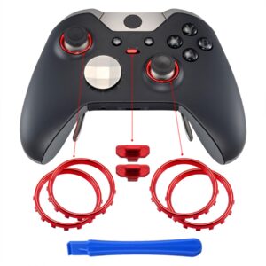 extremerate matte chrome red accent rings accessories for xbox one elite controller, replacement parts profile switch buttons for xbox one elite controller (model 1698) - pack of 2