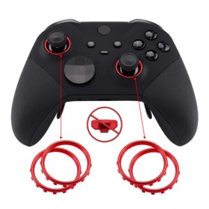 eXtremeRate Matte Chrome Red Accent Rings Accessories for Xbox One Elite Controller, Replacement Parts Profile Switch Buttons for Xbox One Elite Controller (Model 1698) - Pack of 2