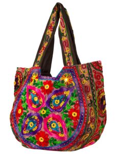 tribeazure brown handmade floral shoulder bag women fashion handbag tote casual summer spring top handle