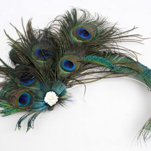 Z&X Peacock Feather Hair Clip Fascinator Hat 1920s Hair Accessories for Women Kentucky Derby Halloween Headpiece