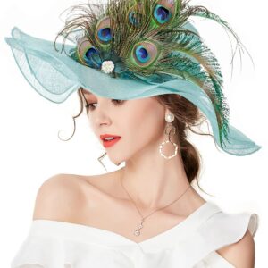 Z&X Peacock Feather Hair Clip Fascinator Hat 1920s Hair Accessories for Women Kentucky Derby Halloween Headpiece