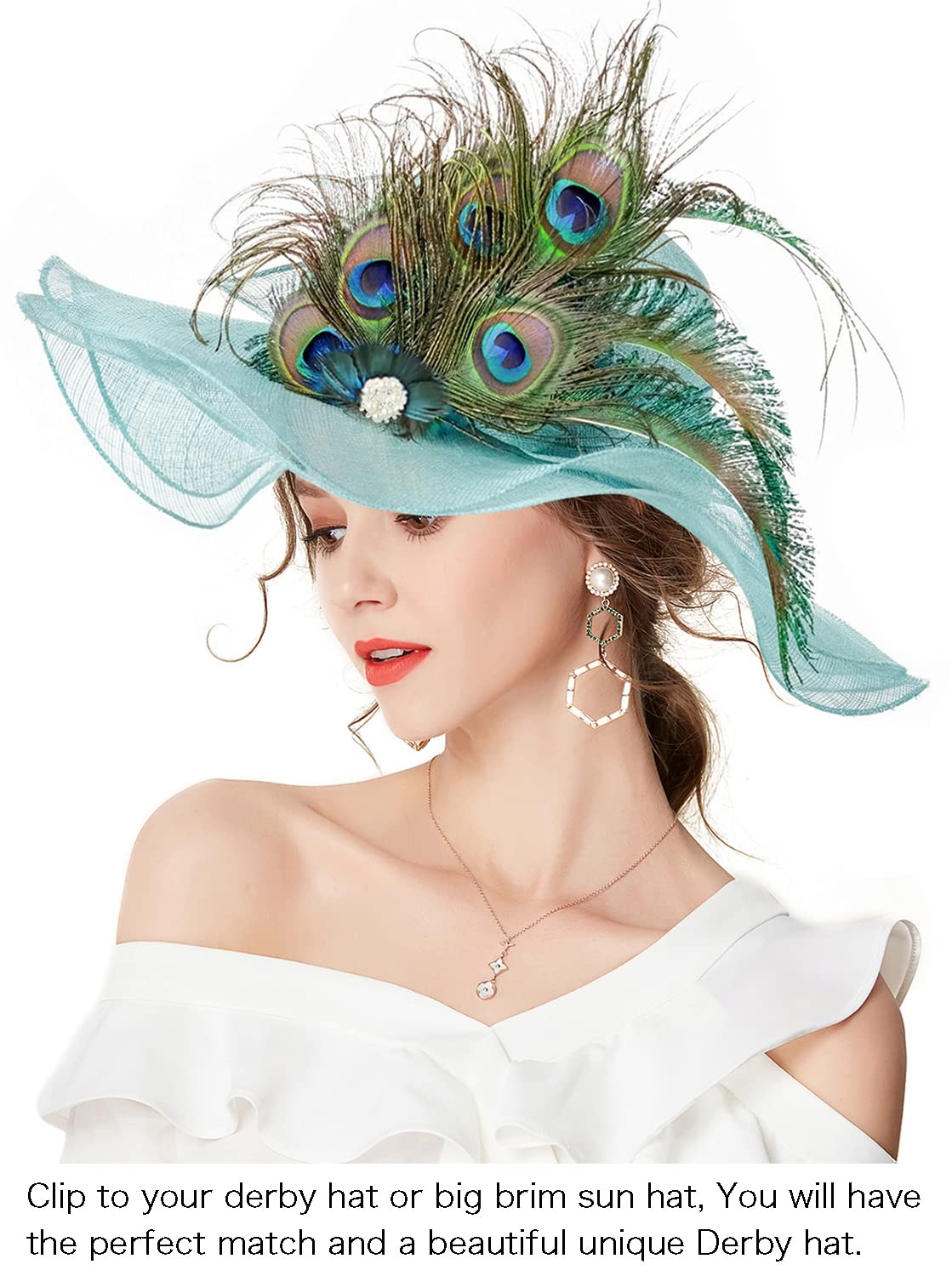 Z&X Peacock Feather Hair Clip Fascinator Hat 1920s Hair Accessories for Women Kentucky Derby Halloween Headpiece