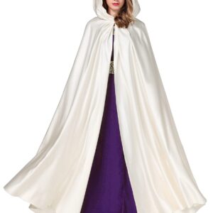 BEAUTELICATE Women's Wedding Hooded Cape Bridal Cloak Poncho Full Length Light Ivory