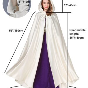 BEAUTELICATE Women's Wedding Hooded Cape Bridal Cloak Poncho Full Length Light Ivory