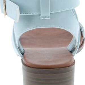 TOP Moda Vision-75 Women's Ankle Wrap Adjustable Buckle Stacked Chunky Heel Sandal,Light Blue,5.5