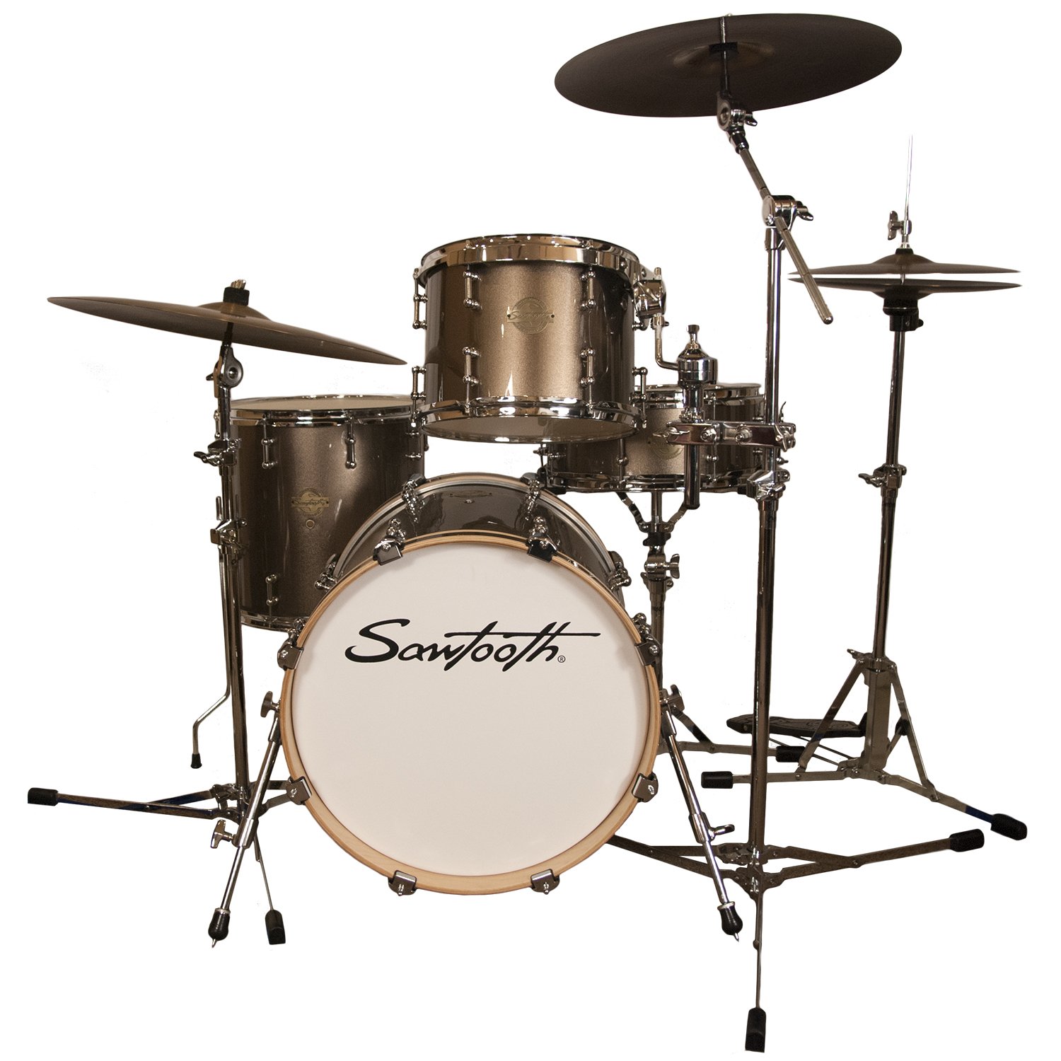 Sawtooth Command Series 4-Piece 18" Bass, ChromaCast Hardware, Champagne, Drum Set with Zildjian S Family Cymbals (ST-COM-4PC-18-C-S)