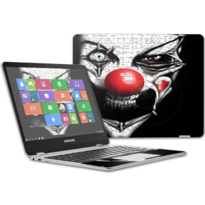 mightyskins skin compatible with samsung chromebook plus 12.3"(2017 - evil clown | protective, durable, and unique vinyl decal wrap cover | easy to apply, remove, and change styles | made in the usa