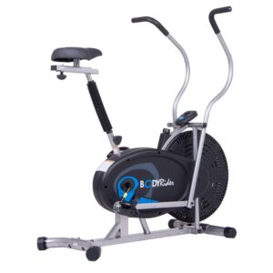 body rider brf650 upright fan bike, black/silver/blue