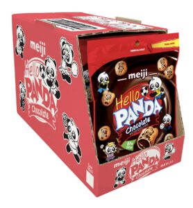 meiji hello panda cookies, chocolate crème filled, resealable package - 7 oz, pack of 6 - bite sized cookies with fun panda sports