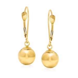 ross-simons 8mm 14kt yellow gold bead drop earrings