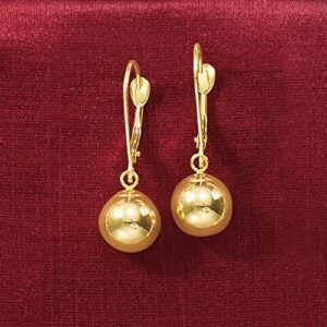 Ross-Simons 8mm 14kt Yellow Gold Bead Drop Earrings