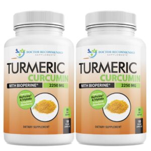 turmeric curcumin with bioperine - 360 veggie capsules - 2250mg 95% curcuminoids with black pepper supplement and triphala (pack of 2)