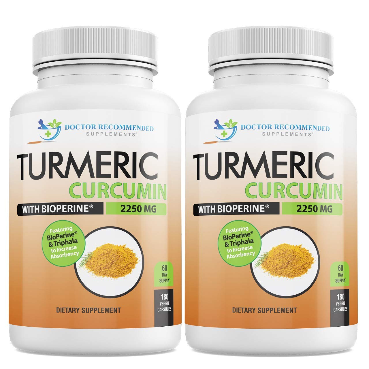 Turmeric Curcumin with Bioperine - 360 Veggie Capsules - 2250mg 95% Curcuminoids with Black Pepper Supplement and Triphala (Pack of 2)