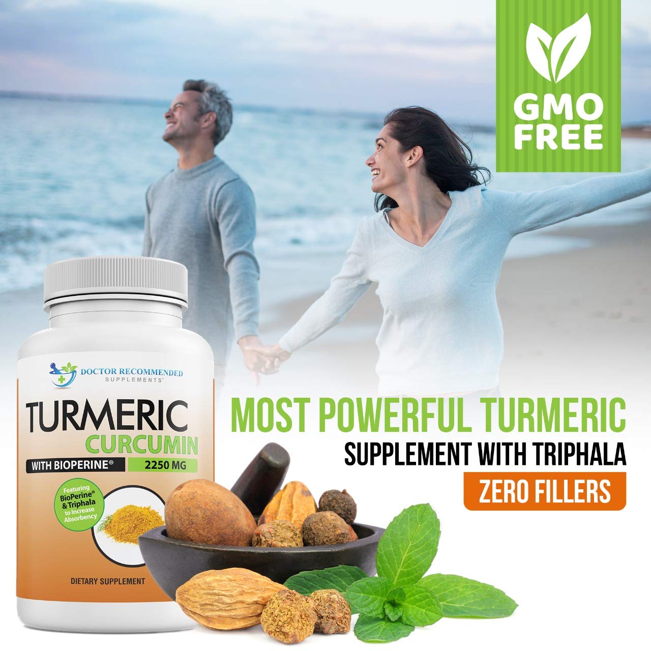 Turmeric Curcumin with Bioperine - 360 Veggie Capsules - 2250mg 95% Curcuminoids with Black Pepper Supplement and Triphala (Pack of 2)