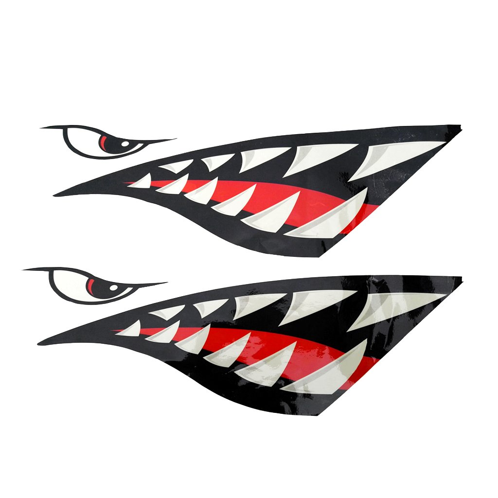 Jili Online Shark Teeth Mouth Decals + Skeleton Fish Stickers - Waterproof and Durable Funny Vinyl Stickers for Kayaks Canoes Fishing Boats