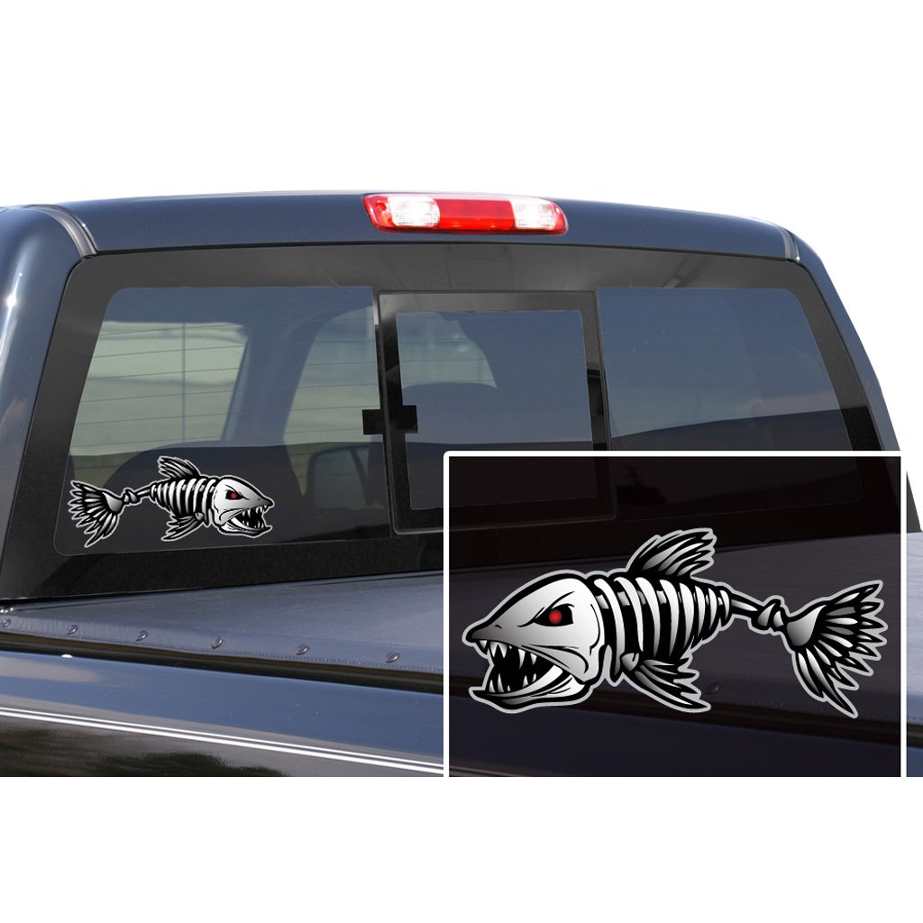 Jili Online Shark Teeth Mouth Decals + Skeleton Fish Stickers - Waterproof and Durable Funny Vinyl Stickers for Kayaks Canoes Fishing Boats