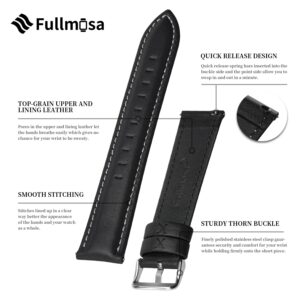 Fullmosa 22mm Leather Watch Bands Compatible with Samsung Galaxy Watch 46mm,Galaxy Watch 3 45mm,Gear S3 Frontier/Classic,Huawei Watch GT,Garmin Vivoactive 4/Forerunner 945,Black