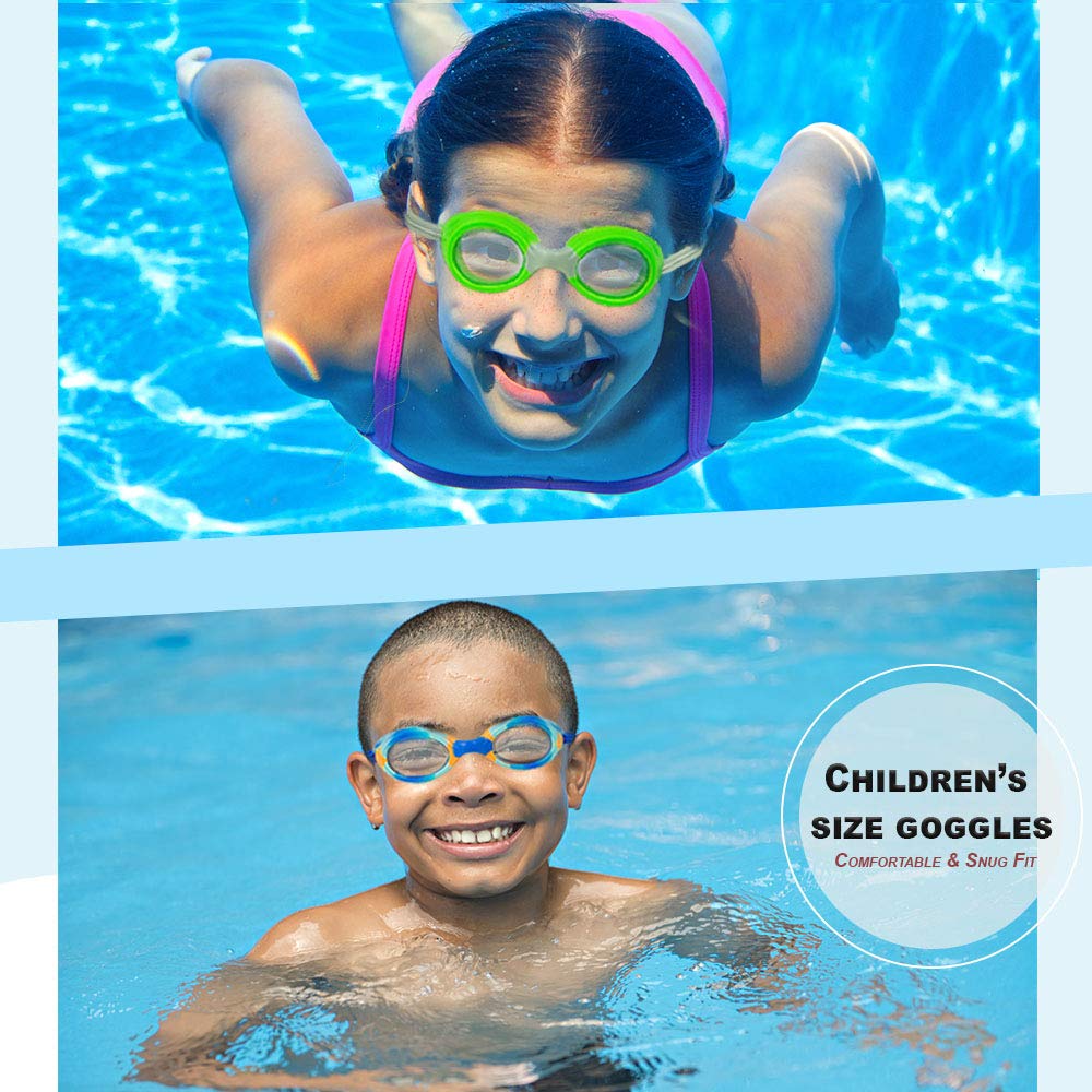 Splaqua Kids Swim Goggles for Boys and Girls - Adjustable Straps, Silicone Eye Seal, UV Protection and Anti Fog Lenses Swimming Goggle - Teal