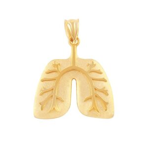 14k yellow gold human lungs anatomy charm pendant