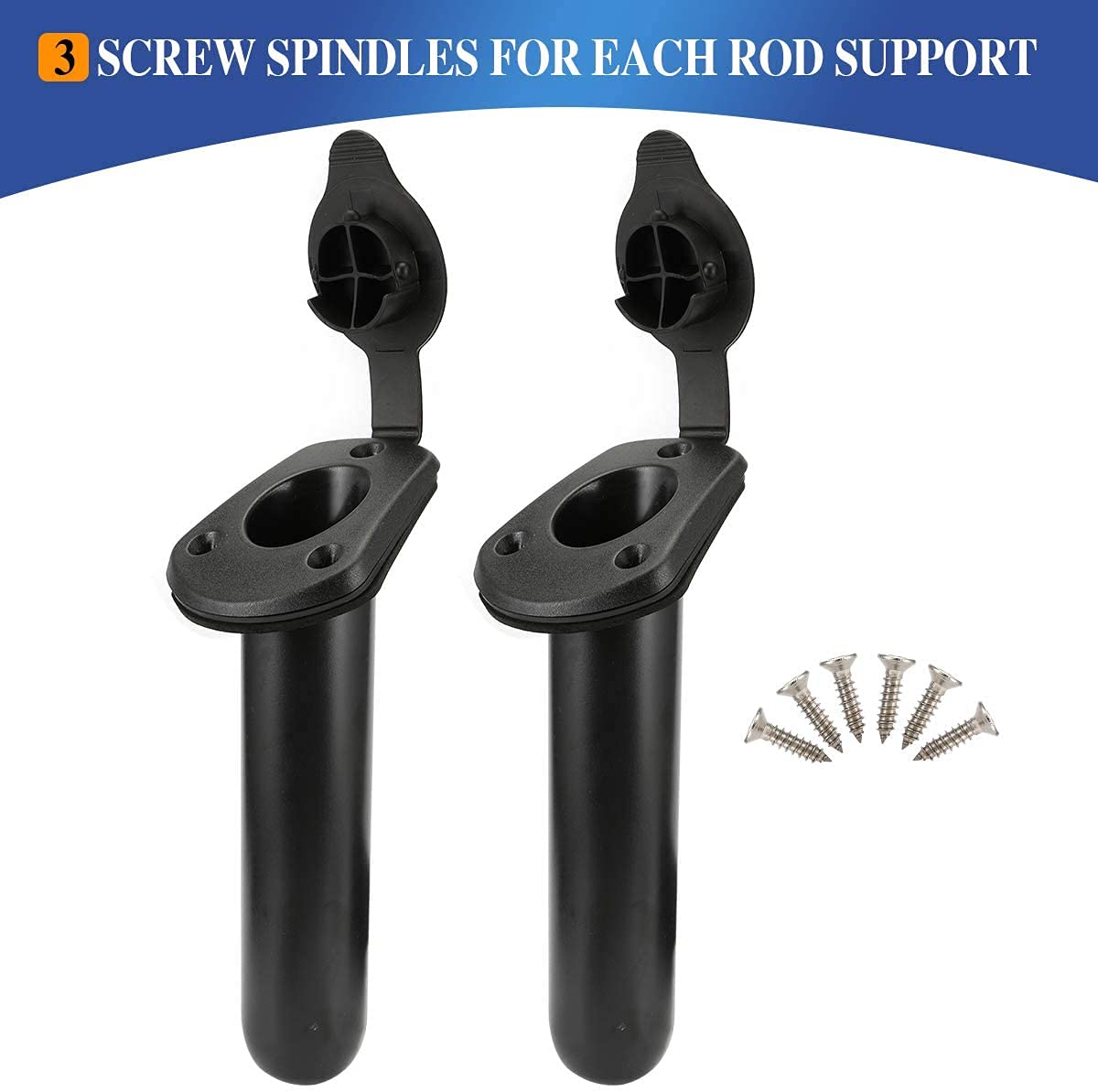 Anndason 2 Pcs Kayak Deck Fishing Boat Rod Holders and Cap Cover,and 2 Pcs Kayak Canoe Boat Side Mount Carry Handles and Hardwares