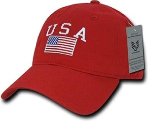 rapiddominance relaxed graphic cap, usa flag, red