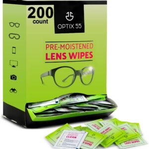 Eyeglass Cleaner Lens Wipes- 200 Pre-Moistened Individual Wrapped Eye Glasses Cleaning Wipes | Glasses Cleaner Safely Cleans Glasses, Sunglasses, Phone Screen, Electronics & Camera Lense| Streak-Free