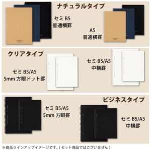 KOKUYO D Shaped Soft Ring Notebook, 5mm Grid Ruled, 70 Sheets, A5, Black, Japan Import (SU-SV437S5-D)