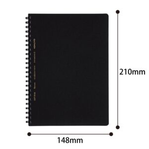 KOKUYO D Shaped Soft Ring Notebook, 5mm Grid Ruled, 70 Sheets, A5, Black, Japan Import (SU-SV437S5-D)