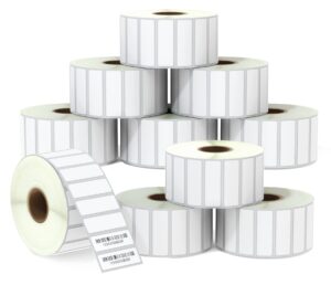 betckey - 1.5" x 0.5" (38 mm x 13 mm) file folder & address labels compatible with zebra & rollo label printer,premium adhesive & perforated [10 rolls, 23500 labels]