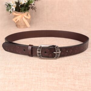 Worry-Free Shopping Women's Cowhide Leather Waist Belt Pin Buckle Butterfly Pattern for Jeans (Dark Coffee)