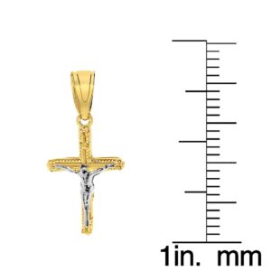 PRECIOUS STARS 14k Two-Tone Gold Crucifix Religious Cross Charm Pendant