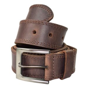 hide & drink, men's two row stitch leather belt handmade :: bourbon brown (size 34)