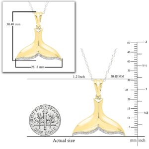 Dazzlingrock Collection 0.10 Carat (ctw) Round White Diamond Whale Fish Tail Pendant with 18 inch Silver Chain for Women in 14K Yellow Gold