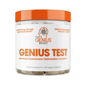 Genius Test, Advanced Testosterone Booster for Men - Natural Stamina, Endurance, Energy & Strength Enhancing Supplement - Lean Muscle Builder, Brain & Libido Support Male Supplements, 120 Veggie Pills