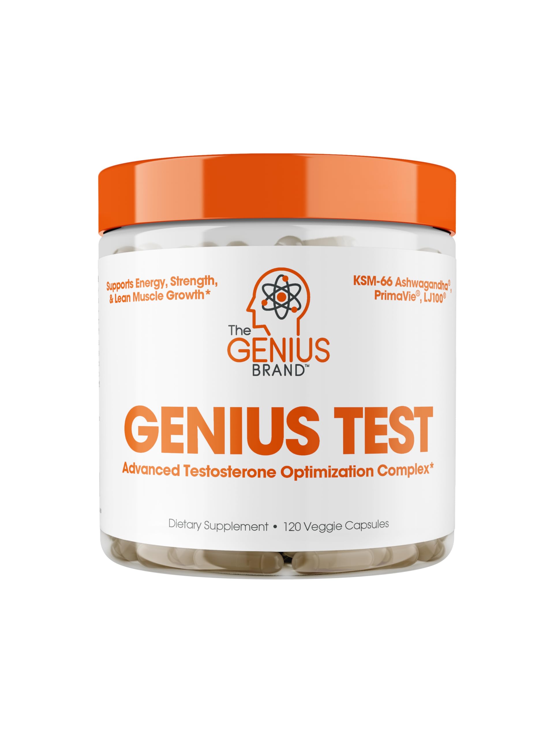 Genius Test, Advanced Testosterone Booster for Men - Natural Stamina, Endurance, Energy & Strength Enhancing Supplement - Lean Muscle Builder, Brain & Libido Support Male Supplements, 120 Veggie Pills