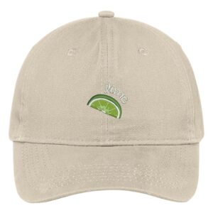 trendy apparel shop lime half slice embroidered cap premium cotton dad hat - stone