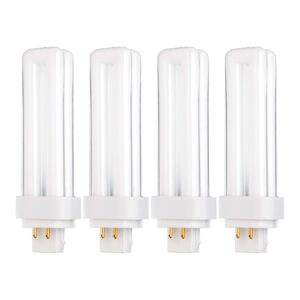 kor - 13 watt double tube - g24q-1 (4 pin) base, 2700k warm white - cfl light bulb. replaces sylvania 20682 cf13dd/e/827 and ge 97594 f13dbx/827/eco4p - 4 pack (warm white)