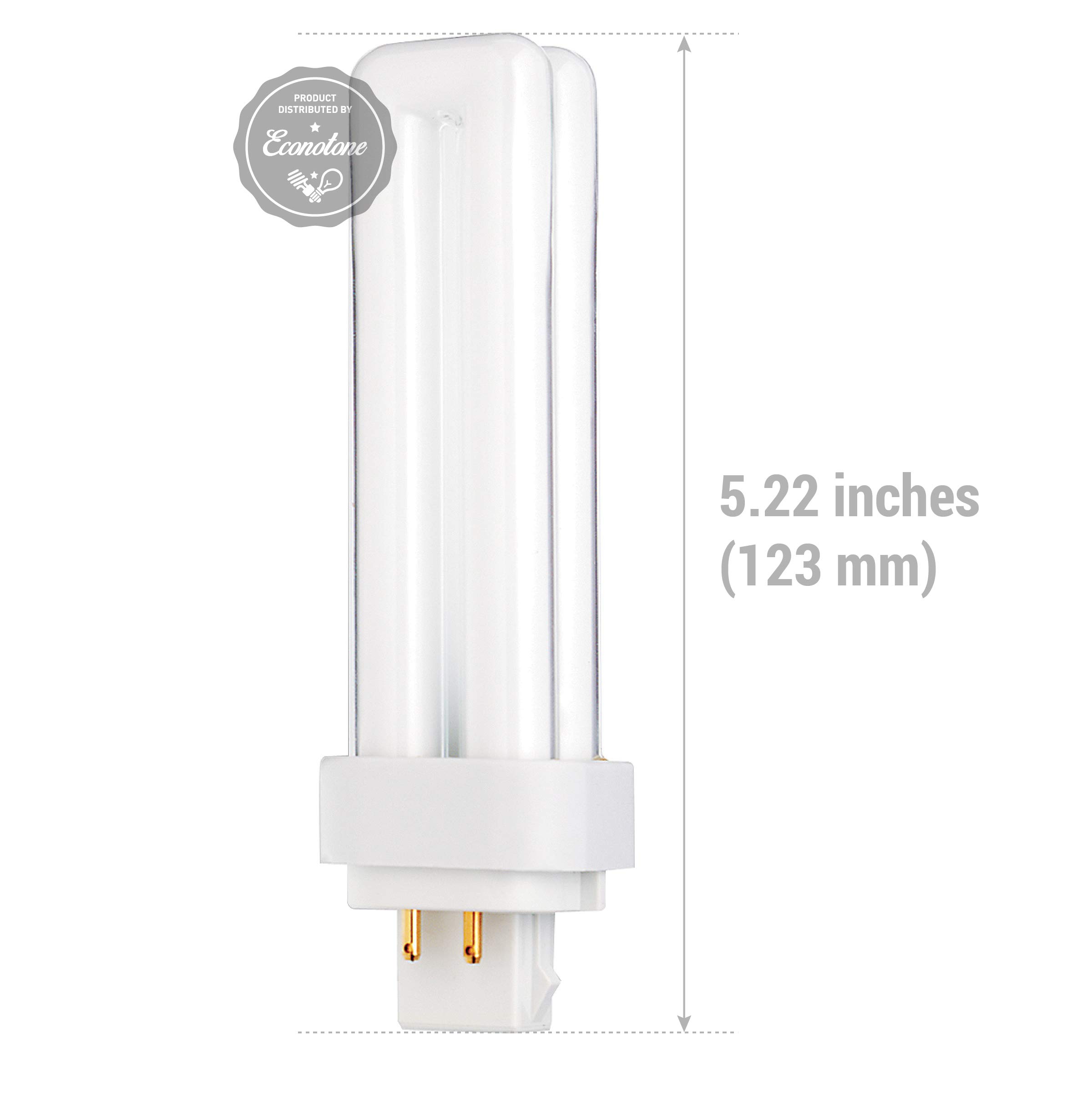 KOR - 13 Watt Double Tube - G24Q-1 (4 Pin) Base, 2700K Warm White - CFL Light Bulb. Replaces Sylvania 20682 CF13DD/E/827 and GE 97594 F13DBX/827/ECO4P - 4 Pack (Warm White)