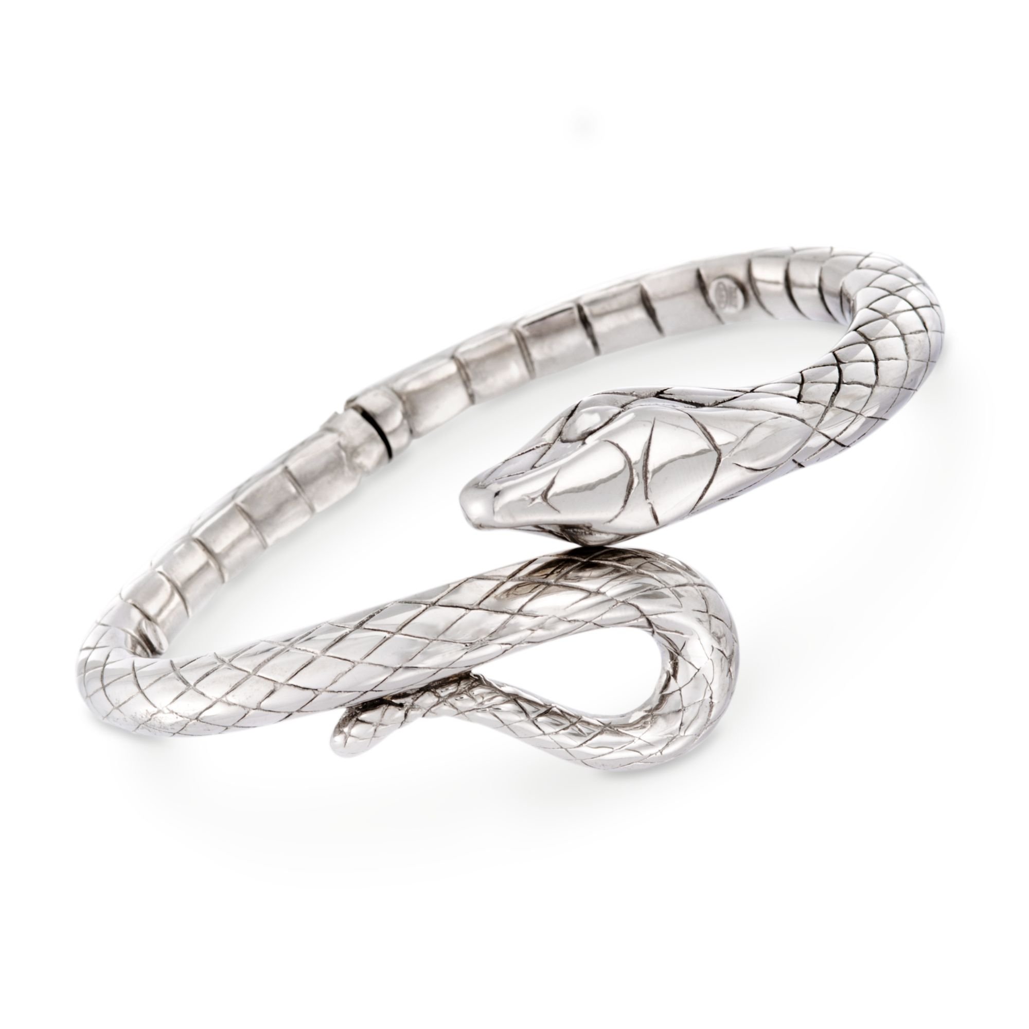 Ross-Simons Italian Sterling Silver Snake Bypass Bangle Bracelet. 7 inches