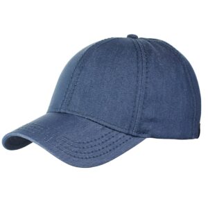 C.C Ponycap Messy High Bun Ponytail Adjustable Cotton Baseball Cap Hat, Denim