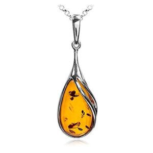 ian and valeri co. dark amber sterling silver drop pendant necklace 18 inches