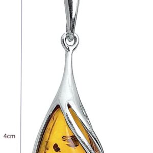 Ian and Valeri Co. Dark Amber Sterling Silver Drop Pendant Necklace 18 inches