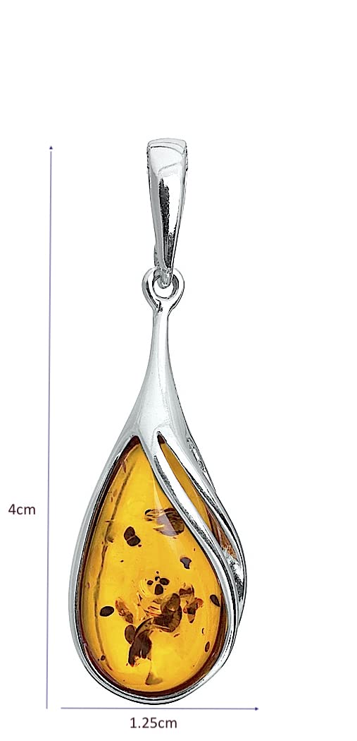 Ian and Valeri Co. Dark Amber Sterling Silver Drop Pendant Necklace 18 inches